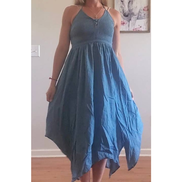 Gianni Bini | Dresses | Gianni Bini Denim Smocked Cut Out Halter Dress ...